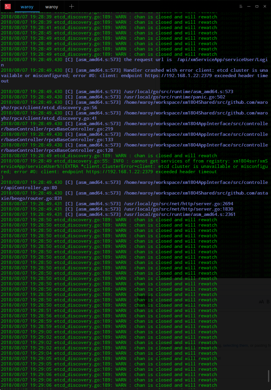 无限出现chan is closed and will rewatch？ · Issue #243 · smallnest/rpcx · GitHub