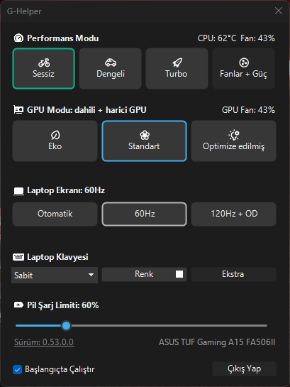 [Bug report] TUF A15 FA506II doesn't have 120 Hz + OD capable screen but the option is shown ...