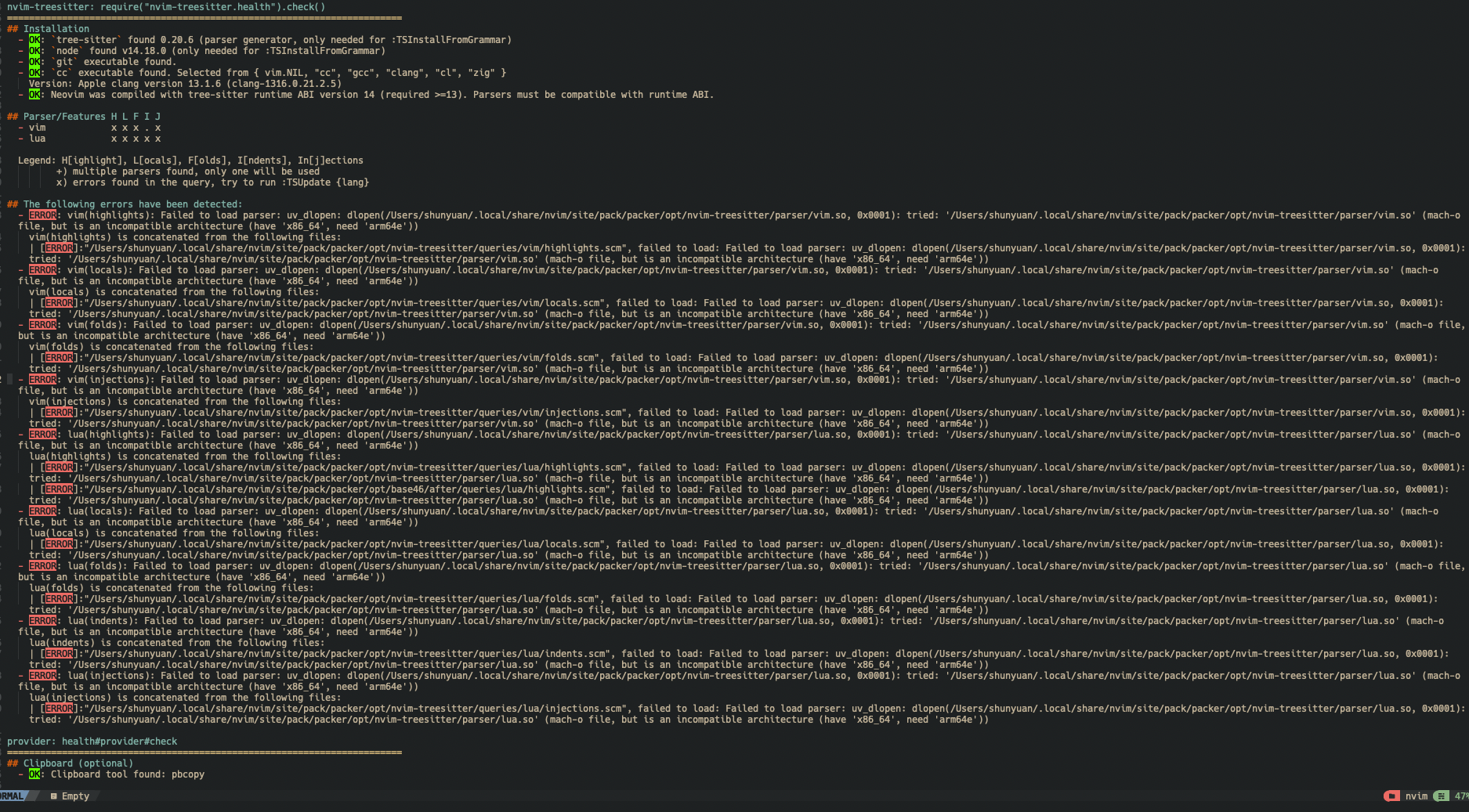 Healthcheck Error Incompatible Architecture On M1 Mac Book Air · Issue 1205 · Nvchadnvchad