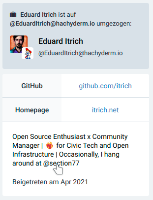 Profiles within the bio are not clickable · Issue #9 · hachyderm/community · GitHub