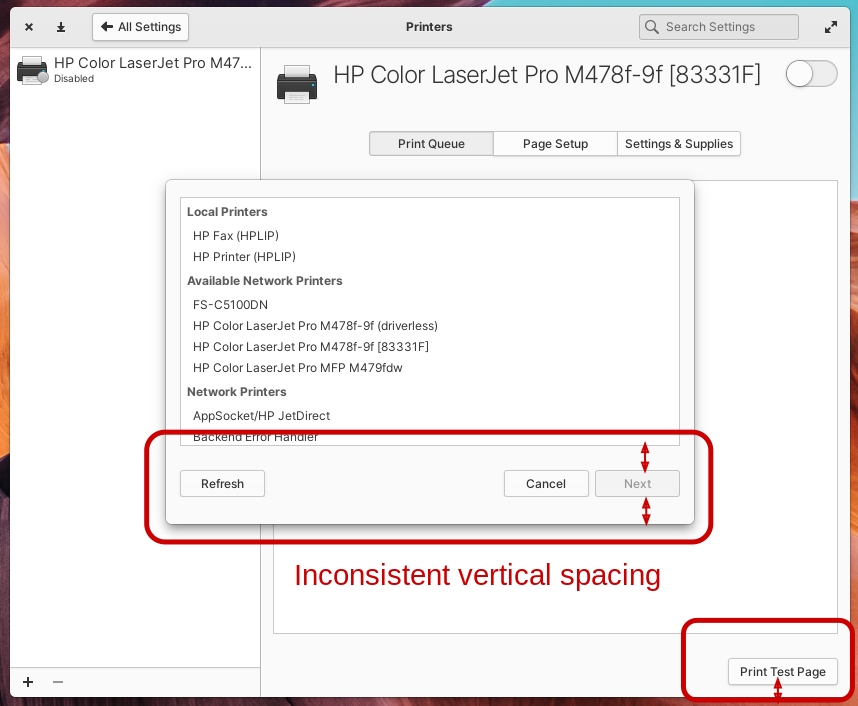 Inconsistent vertical spacing of buttons · Issue #155 · elementary/switchboard-plug-printers ...