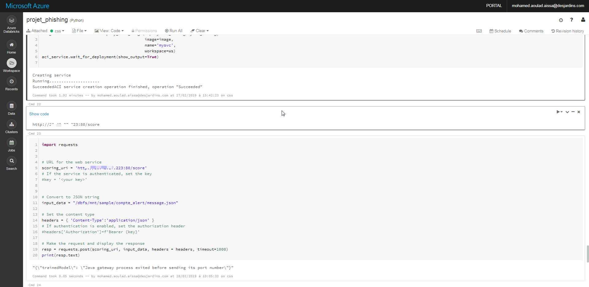 SucceededACI webservice but doesn't work · Issue #235 · Azure/MachineLearningNotebooks · GitHub