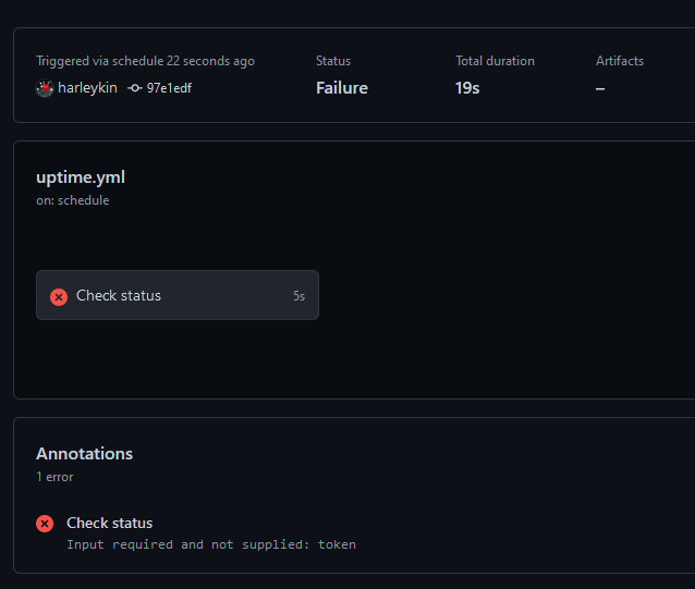 Error: Input required and not supplied: token · Issue #334 · upptime/upptime · GitHub