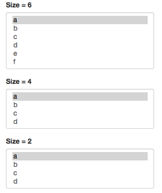 selectInput with size