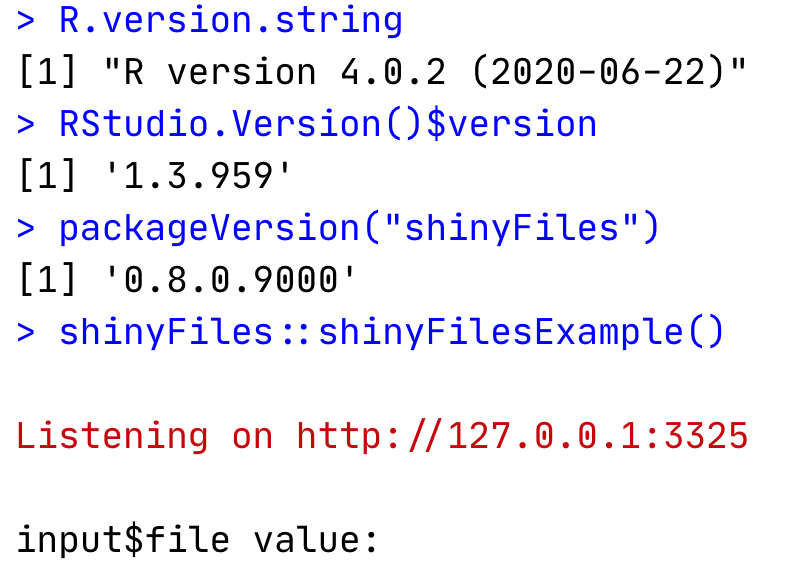 [R 4.0.1] shinyFilesExample() gives error: "cannot coerce type 'closure' to vector of type ...