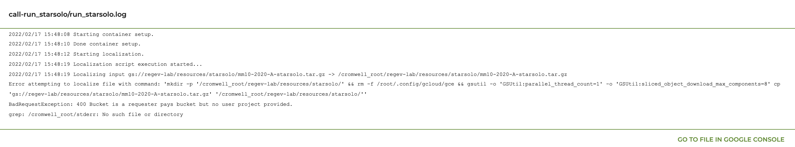 STARsolo Error: Requester pays bucket but no user project provided · Issue #303 · lilab-bcb ...