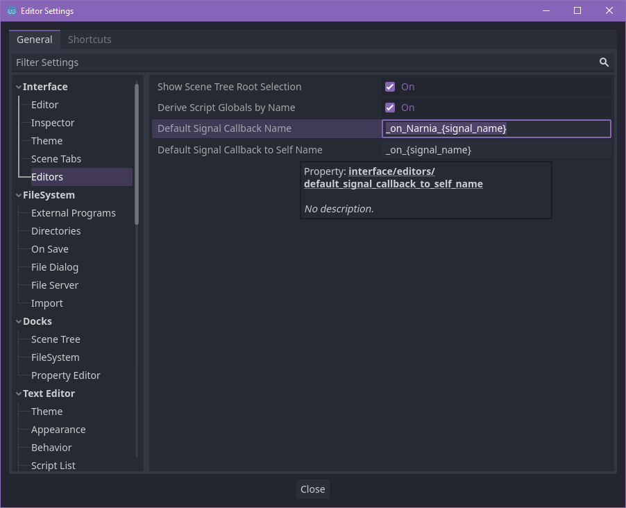 interface/editors/default_signal_callback_name not working · Issue #72391 · godotengine/godot ...