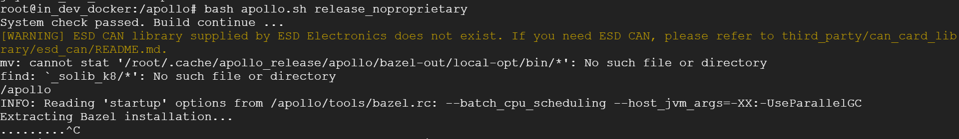 bash apollo.sh release_noproprietary · Issue #7588 · ApolloAuto/apollo · GitHub