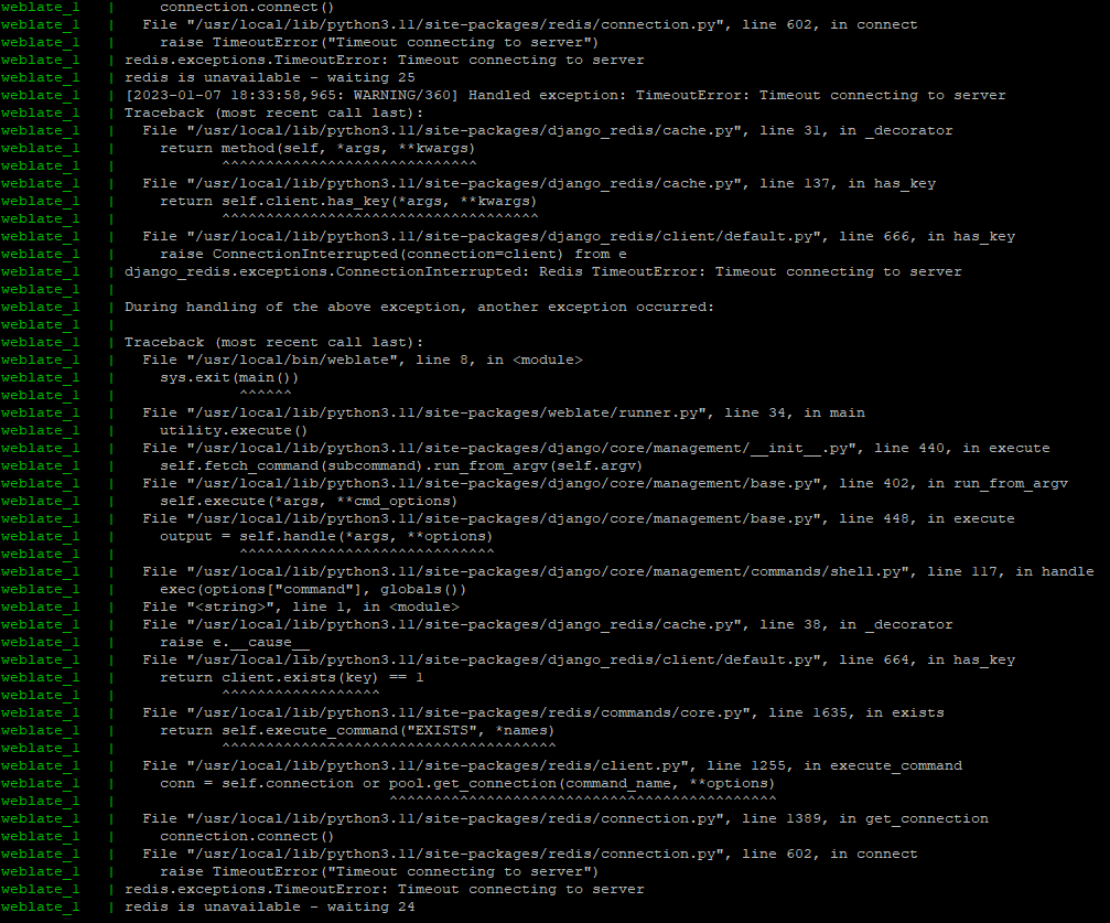 Redis Is Unavailable · Issue 1691 · Weblateorgdocker · Github