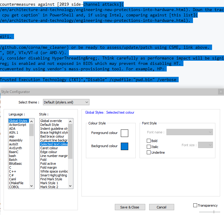 Foreground colour in "Selected text colour" has no effect · Issue #8177 ...