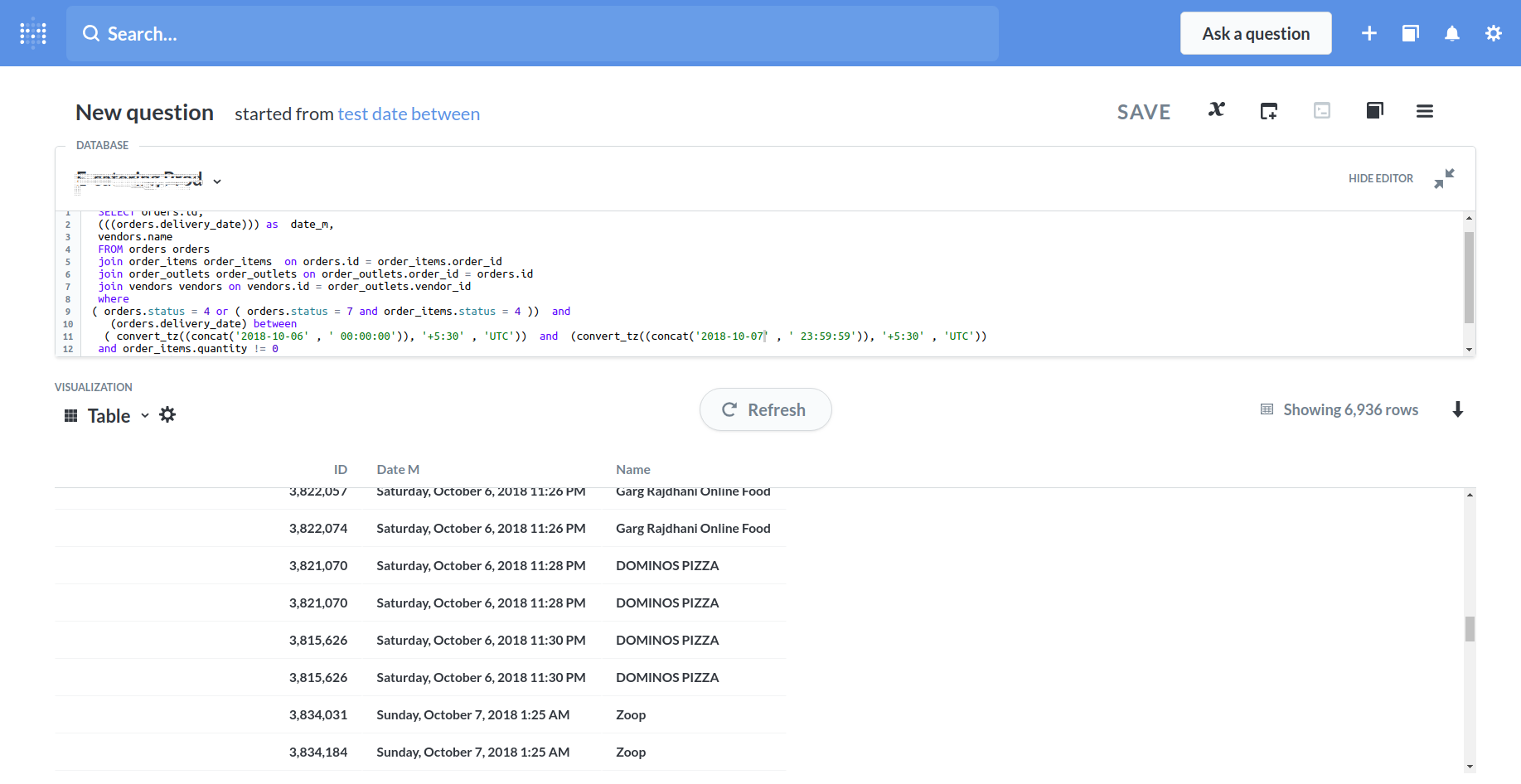 Wrong Data fetched when using date Variables in query when using 'between' in where clause ...
