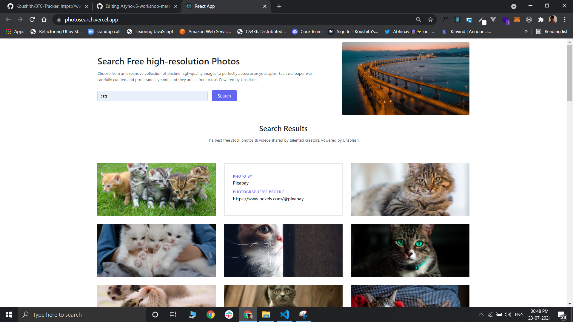 GitHub - Koushith/Async-JS-workshop-material: Photo searching App ...