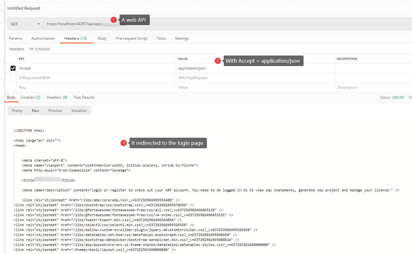 Requesting to an API without authorization is redirected to Login page · Issue #4785 ...