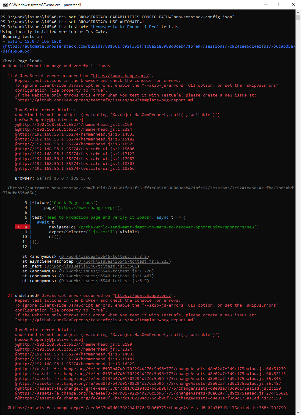 Testcafe Runs Into The Undefined Is Not An Object Error Safari 15 And Hangs When Connecting