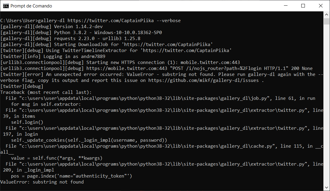 Twitter authentication issue · Issue #1148 · mikf/gallery-dl · GitHub