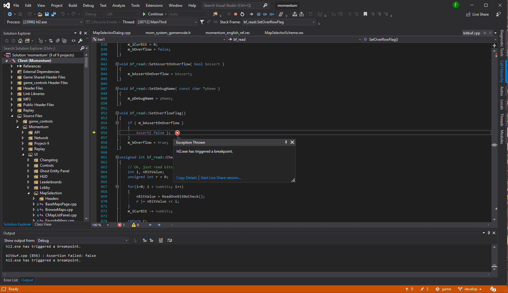 bitbuff.cpp Overflow assert when entering/exiting water · Issue #476 · momentum-mod/game · GitHub