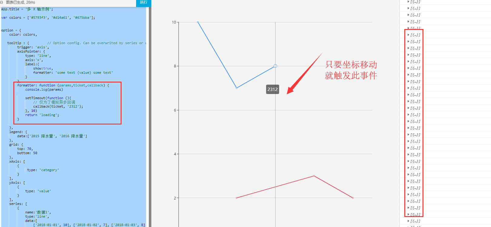 折线图中设置tooltip formatter如何只在左右平移的时候触发该事件这个2.0和3.0事件不一样是BUG吗 · Issue #9831 · apache/echarts · GitHub