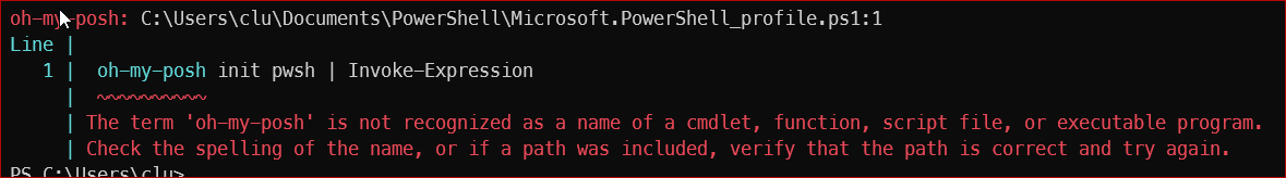 Can not recognize the oh-my-posh configured in profile of powershell when open terminal via the ...
