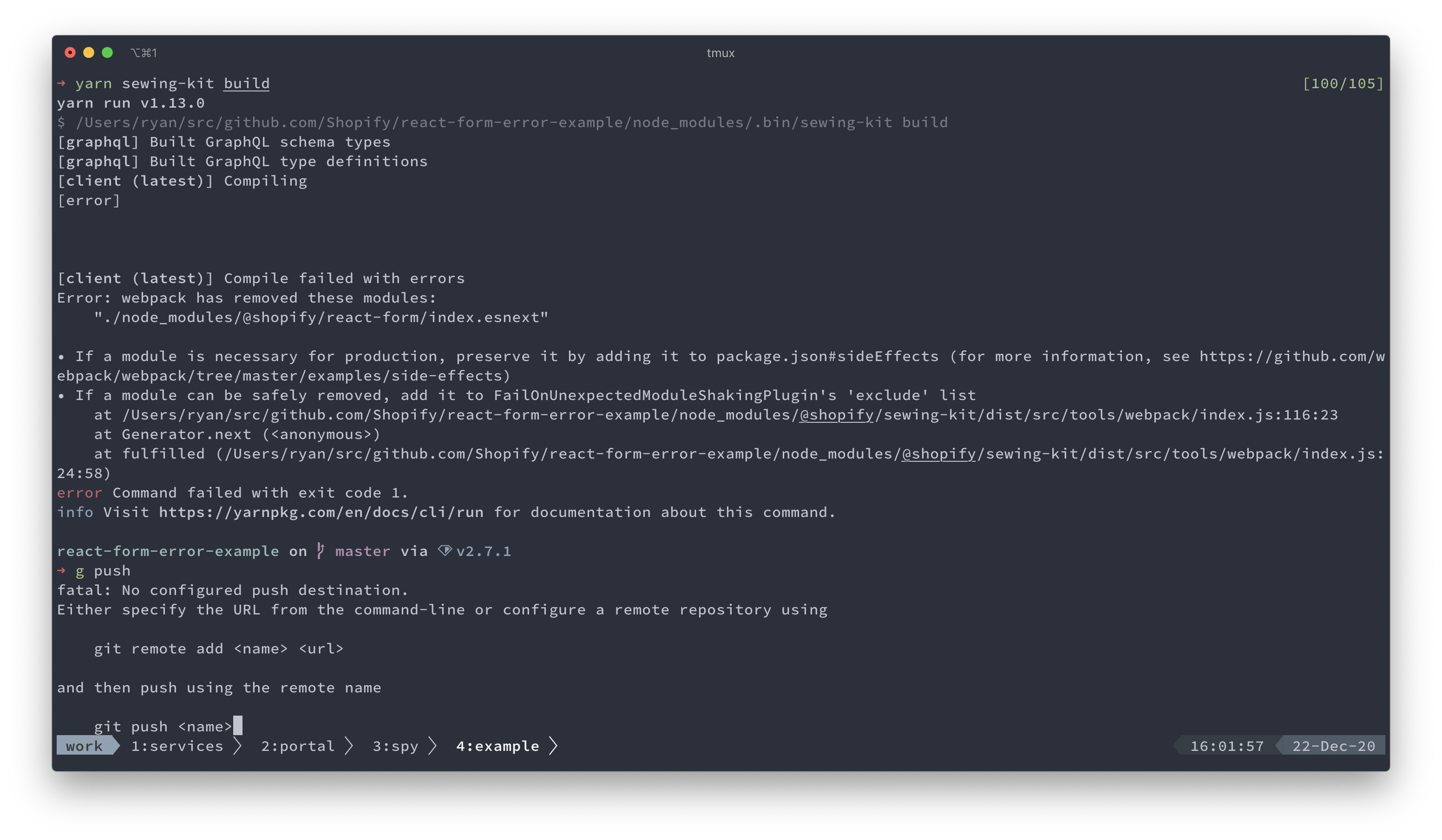 [react Form] Application Fails To Build When Using React Form Package · Issue 1715 · Shopify