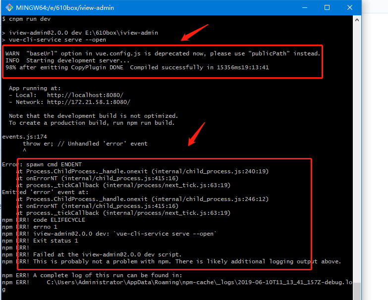 这边cnpm run dev报错 · Issue #1291 · iview/iview-admin · GitHub