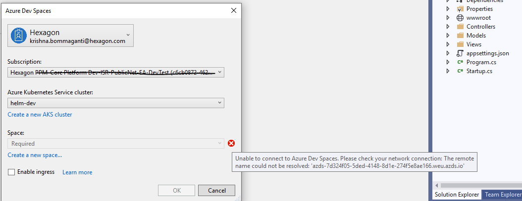 Unable To Connect To Azure Dev Spaces · Issue 396 · Azuredev Spaces · Github