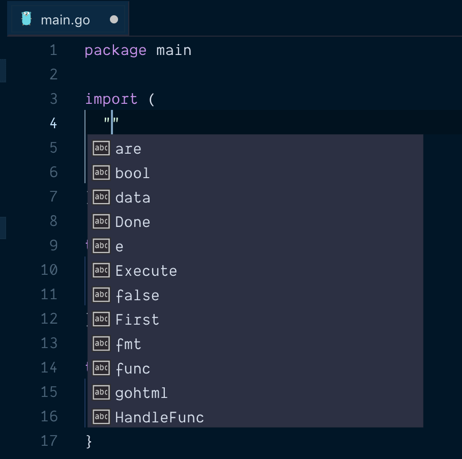 IntelliSense for import missing when using mdempsky/gocode · Issue #1747 · microsoft/vscode-go ...
