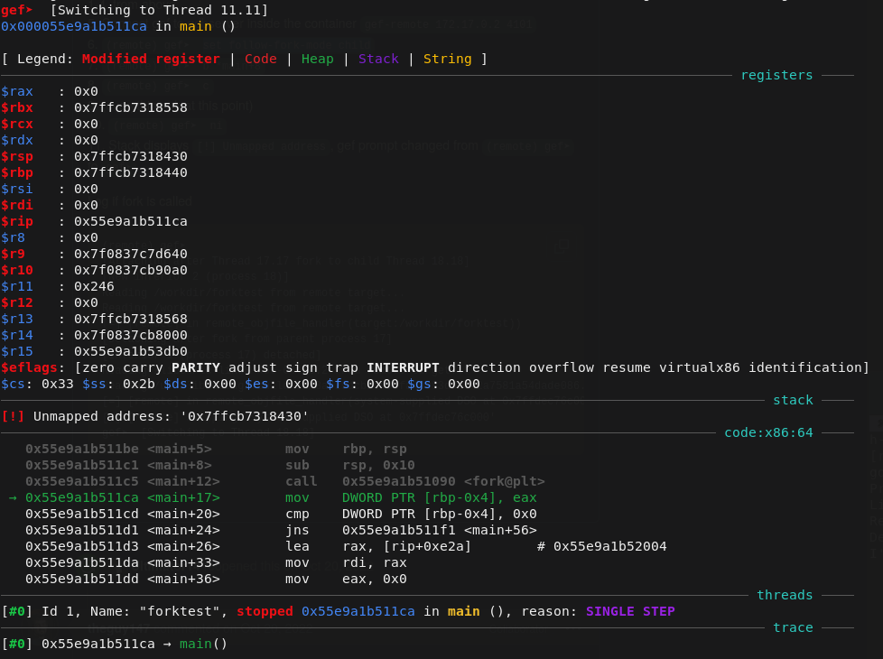 [Bug] Stack is not displayed when attaching to gdbserver inside a container · Issue #901 · hugsy ...