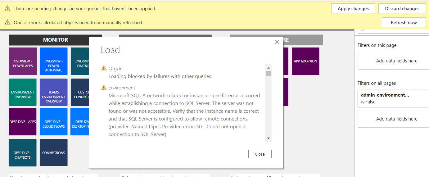 [BLOCKED PORTS] Error message when setting up dashboard report · Issue #942 · microsoft ...
