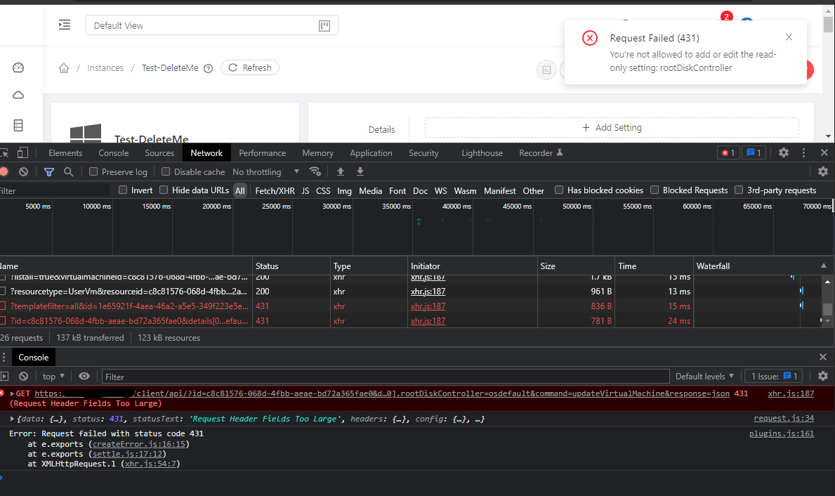 Regular domain admin account cannot change nicAdapter “Request Failed (431)” · Issue #5724 ...