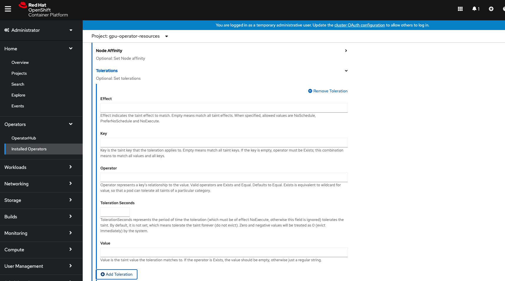 Tolerations Element Isnt Set To Gpu Related Daemonset · Issue 112 · Nvidiagpu Operator · Github 5133