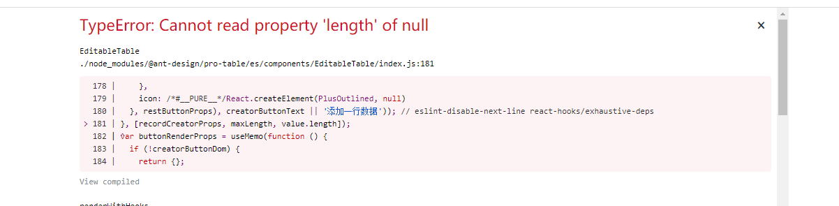 🐛 Bug Editableprotable 编辑表格删除最后一行，报错typeerror Cannot Read Property Length Of Null · Issue 