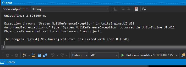 App Created With Holotoolkit Unity 2017210 Crashes In Emulator As Well As In Hololens 