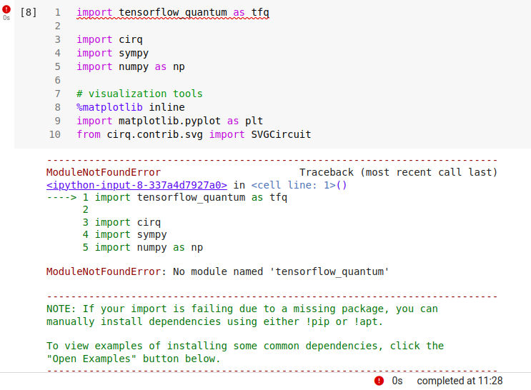 That sounds like the issues I linked. Colabs default Python version isn’t supported. · Issue ...