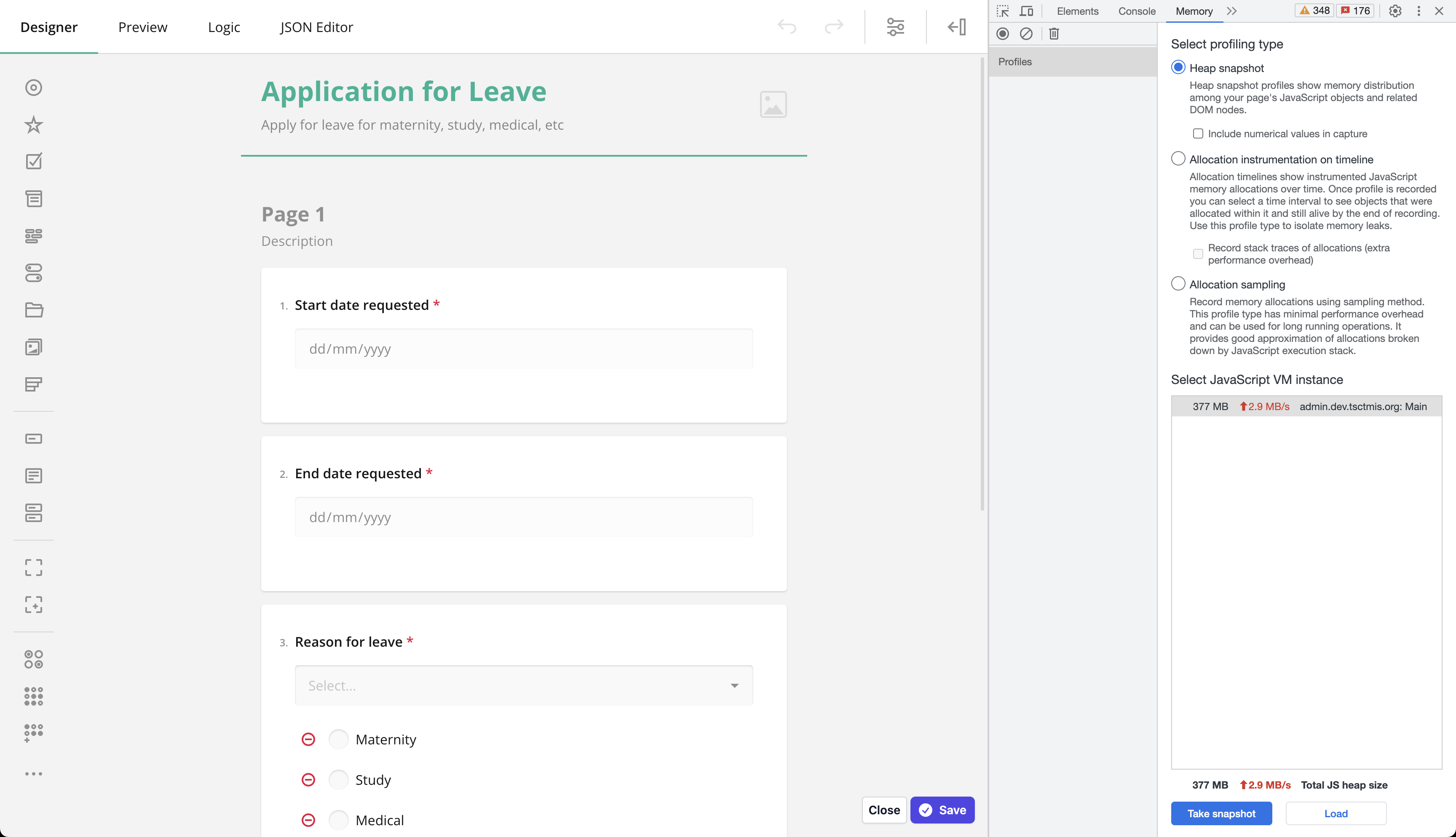 Memory leaks when changing tabs · Issue #4484 · surveyjs/survey-creator · GitHub