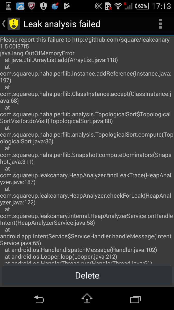 OutofMemoryError · Issue #795 · square/leakcanary · GitHub
