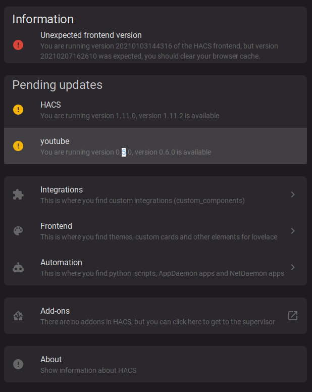Unexpected frontend version · Issue #1886 · hacs/integration · GitHub