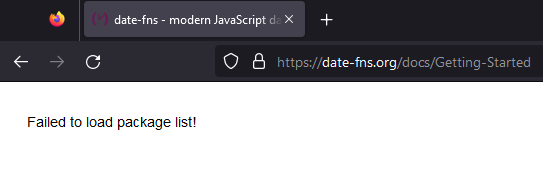 Failed to load package list! · Issue #3469 · date-fns/date-fns · GitHub