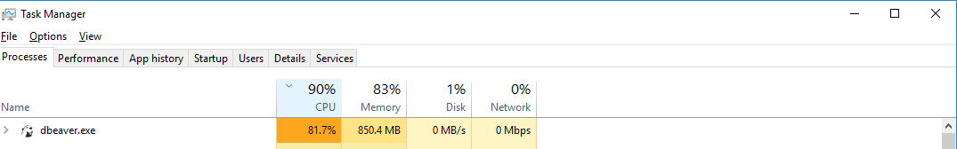 after exporting to .csv, dbeaver hangs and chokes CPU · Issue #3600 · dbeaver/dbeaver · GitHub