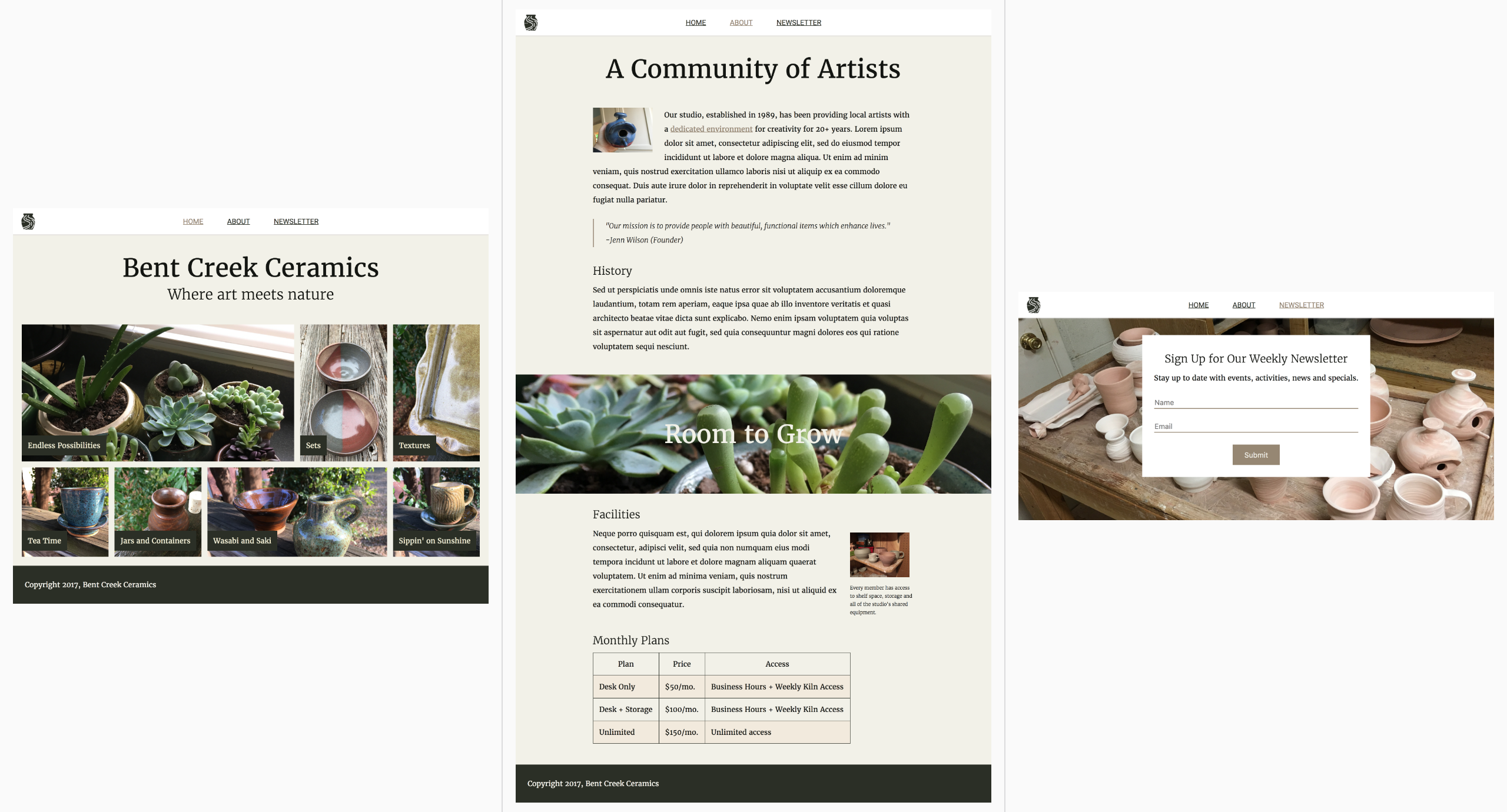 GitHub - daniellezpalmer/bentcreekceramics-HTML-CSS: Create custom HTML ...