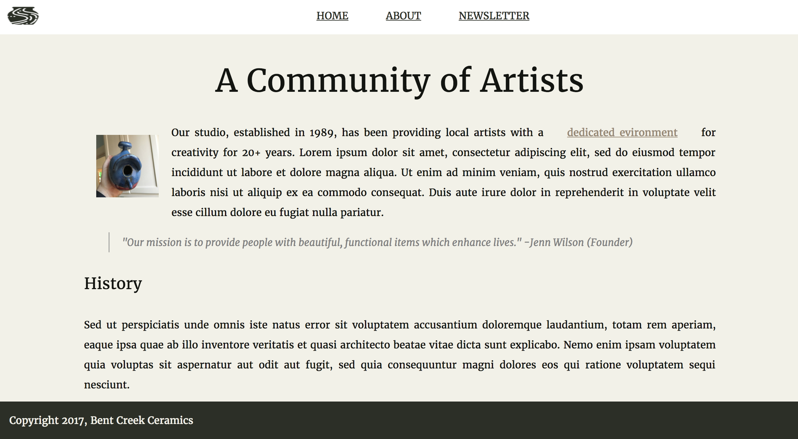 GitHub - daniellezpalmer/bentcreekceramics-HTML-CSS: Create custom HTML ...