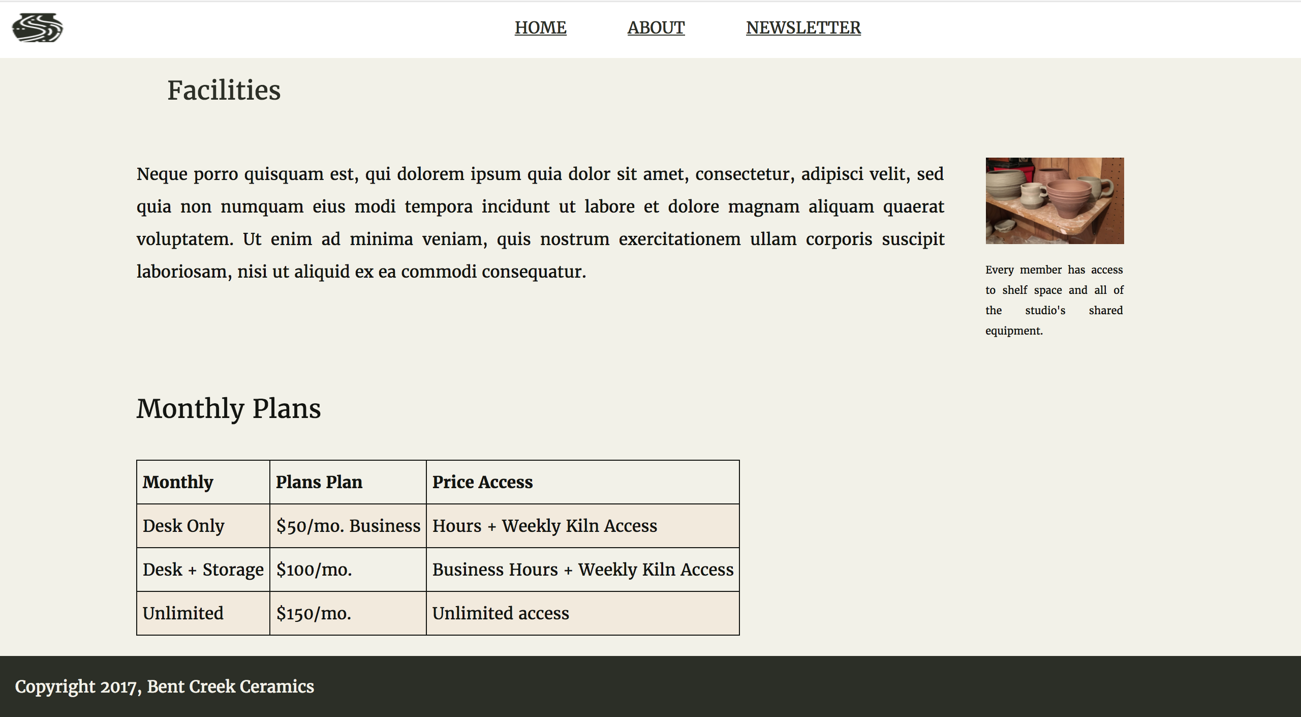 GitHub - daniellezpalmer/bentcreekceramics-HTML-CSS: Create custom HTML ...