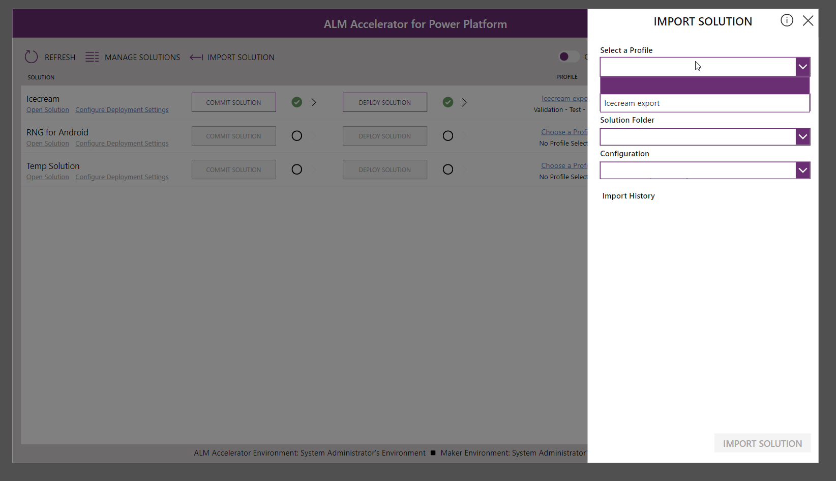 [ALM Accelerator - QUESTION] How to create profile when you import solution from other place ...