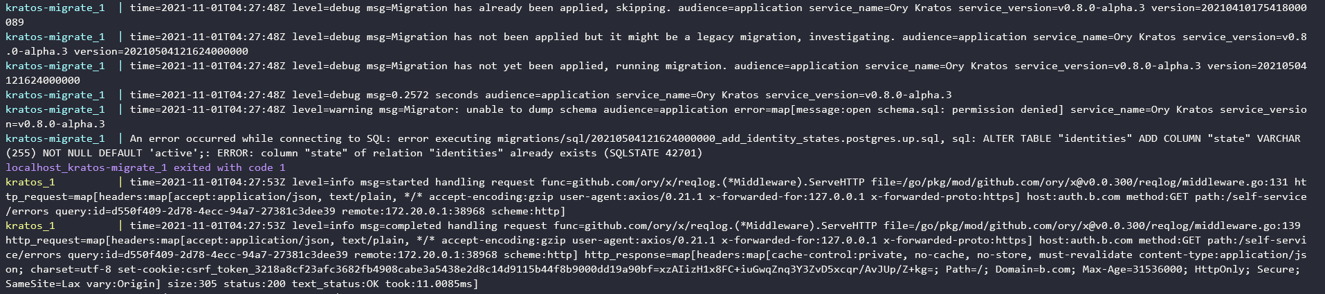 Failed to upgrade from 0.7.6-alpha1 -> 0.8.0-alpha3 · Issue #1915 · ory/kratos · GitHub