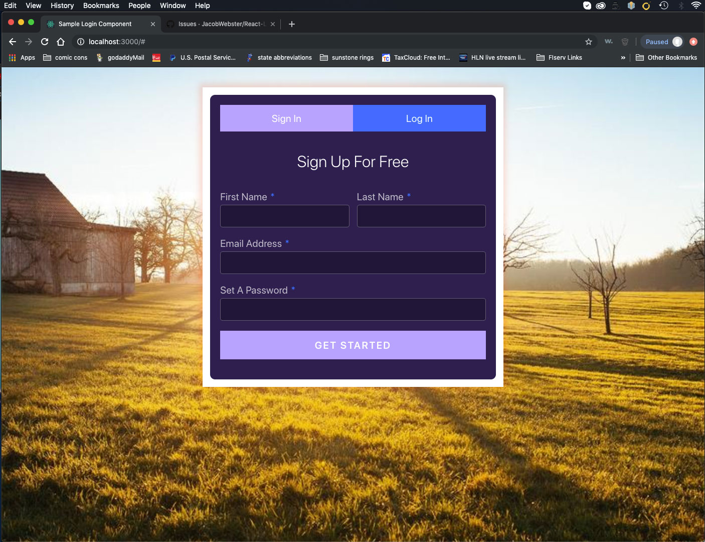 GitHub - JacobWebster/Login-React-Form: Quick login component with validation done in react.js ...
