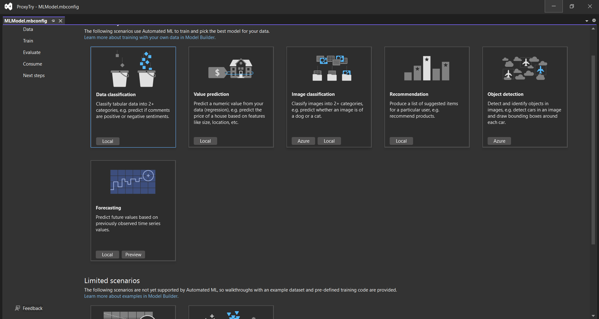 Custom Scenario is Missing · Issue #2422 · dotnet/machinelearning-modelbuilder · GitHub