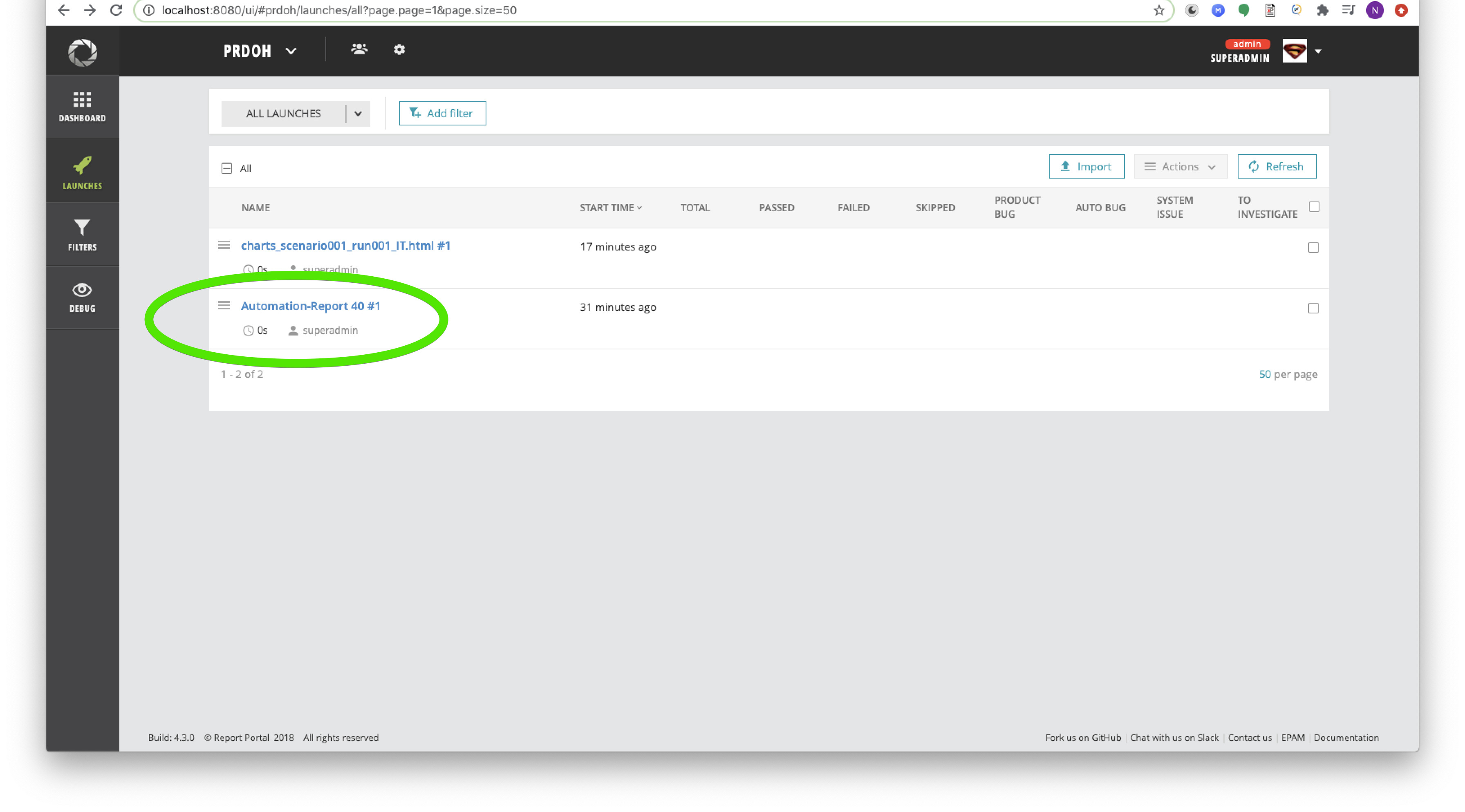 Automation Report Imported as launch is not read by Report portal ...