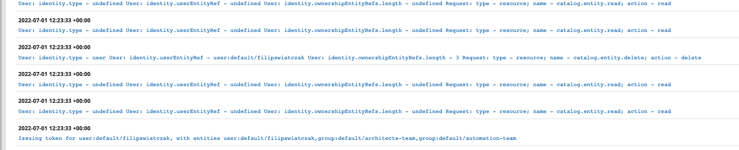 Permissions: Template/Scaffolder: READ missing User object in handle call, CREATE and DELETE ...