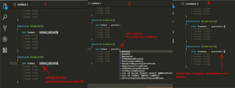 IntelliSense is jumping out of window, when editing multiple occurrences, after "." · Issue ...