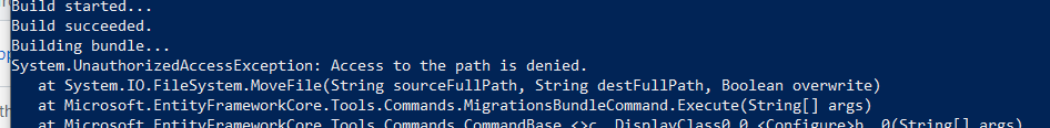 Untheorized Access Exception On Running Dotnet Ef Migration Bundle Command · Issue 30876