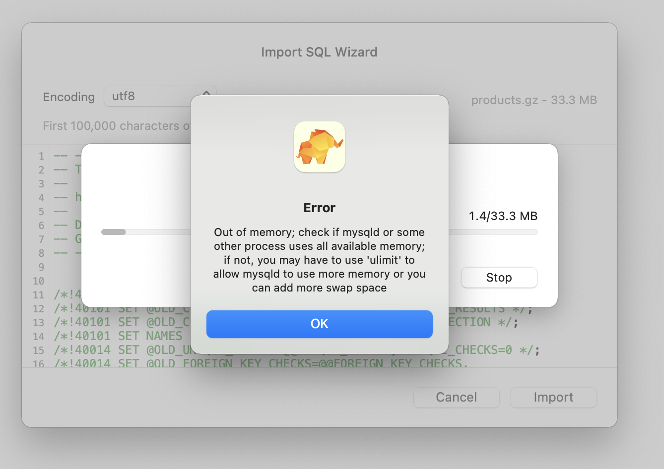 Out of Memory Error · Issue #2475 · TablePlus/TablePlus · GitHub